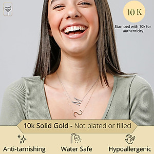 MAX + STONE Block 10k Yellow Gold Letter Necklace for Women | Personalized Gold Initial Necklace for Women | Real Gold Pendant Necklace with Initial Letter A on an 16-18 inch Cable Chain