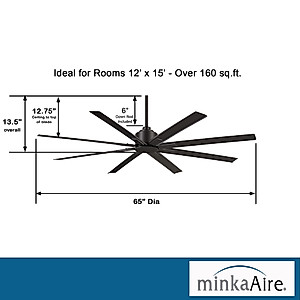 MINKA-AIRE F896-65-CL, Xtreme H2O 65" Ceiling Fan in Coal Finish with Remote and Additional Wall Control