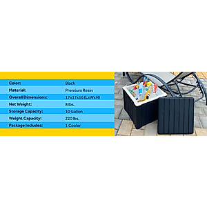 Ice Cooler/Storage Deck Box, and seat, Outdoor Ice Chest is Great to Use for Pool Accessories, Hot Tub Towel Holder, Toys, Gardening Tools, Sports Equipment, UV Resistant Resin,