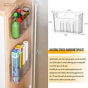 Lae Nuvole 2 Pack Adhesive Mount Cabinet Door Organizer, Wall Mounted Bathroom Organizers and Storage Bins Plastic Stackable Shower Caddy Hanging Floating Shelves for Narrow Space, BPA Free (Clear)