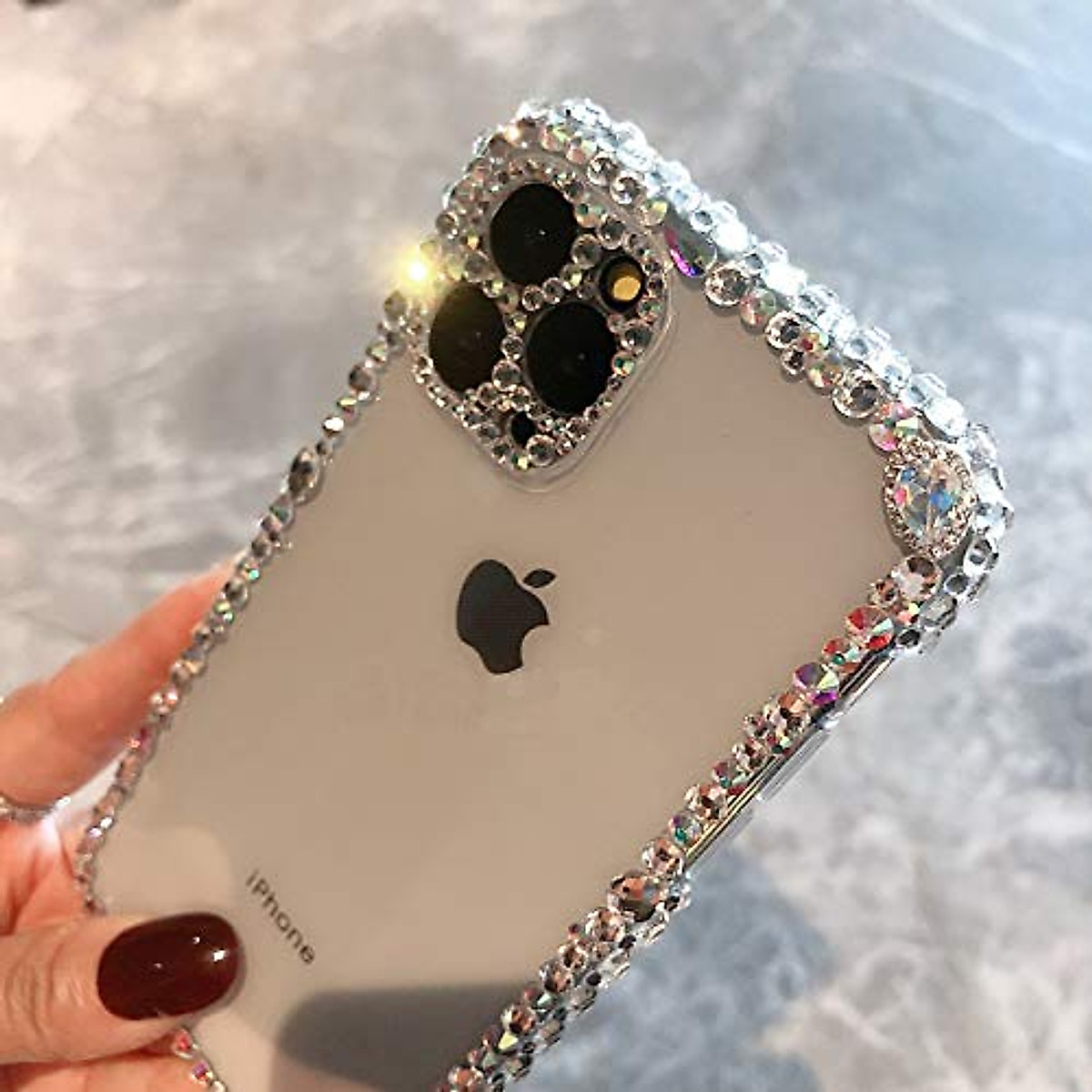 MOSEZA Compatible with iPhone 14 Pro Max Case Luxury Bling Rhinestone Glitter Sparkle Phone Case for Women Girl 3D Diamond Crystal Silicone Clear Protective Case