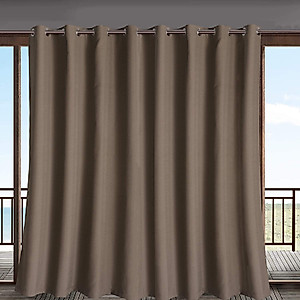 LORDTEX Linen Look Indoor/Outdoor Curtains, 105 x 120 Inch, Chocolate, Set of 2 Panels Waterproof, Privacy, Sun Blocking Textured Grommet Curtains for Patio, Pergola, Porch, Deck, Lanai, Cabana