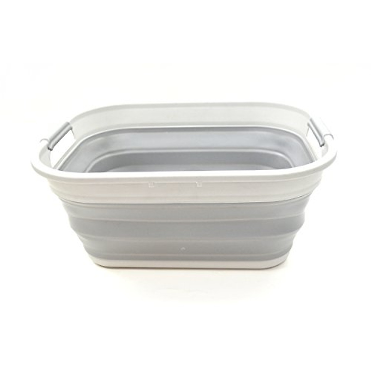 SAMMART 19.5L Collapsible Plastic Laundry Basket - Foldable Pop Up Storage Container/Organizer - Portable Washing Tub - Space Saving Hamper/Basket (Grey)