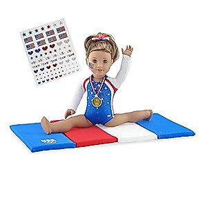 Emily Rose Doll Clothes,18 Inch Gymnastics Sports Outfit for Dolls, Doll Gymnastic Accessories with Medal and Face Stickers, Gymnast Toy Compatible with American Girl Dolls, Designed in USA