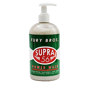 Fury Bros. Supra 56 Premium Hand & Body Power Wash From Cedar, Sandalwood, Patchouli | All Natural, Vegan Friendly With Pumice Scrub | Made In The USA | 16 oz