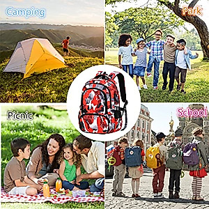 Yvechus School Backpack Casual Daypack Travel Outdoor Camouflage Backpack Christmas Presents for Boys and Girls (AY Camo Red)