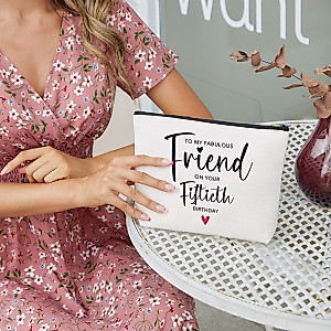 fkovcdy Women's 50th Birthday Gifts Cosmetic Bags Friend Gifts Funny Birthday Decorations 50th Birthday Gifts for Her Mom's Auntie Friend Bestie BFF for My Best Friend 50th Birthday