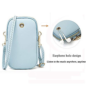 Techcircle Small Crossbody Purse for Girls, PU Leather Cell Phone Wallet Shoulder Bag with Removable Strap for iPhone, Samsung, LG 6" Smartphone, Blue