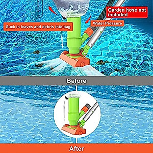 POOLKEY Upgraded 70" Portable Pool Vacuum Cleaner with Unique Lock Catch Design, 4 Section Poles of 70", Handheld Pool Vacuum Jet Cleaner Attaches to Garden Hose for Above Ground Pool Spas Ponds