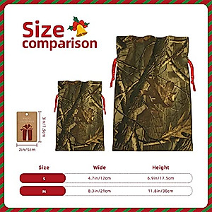 Drawstrings Christmas Gift Bags Outdoor-Hunting-Nature-Print Presents Wrapping Bags Xmas Gift Wrapping Sacks Pouches Medium