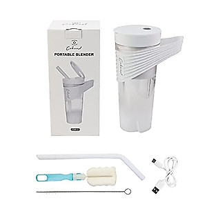 COKUNST Portable Blender for Shakes and Smoothies, BPA-Free USB Rechargeable 16oz Personal Blender Portable with 6 Blades, Powerful Portable Blender Bottles with Straw, Charging Cable, Cleaning Brush, Mini Portable Blender Cup