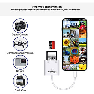 [Apple MFi Certified] Lightning to SD Card Camera Reader for iPhone/iPad 2in1 SD/TF Memory Card Reader Adapter Trail Game Camera Viewer for iPhone 14 Pro Max/13/12/XS/XR/iPad Pro Mini - APP in Need