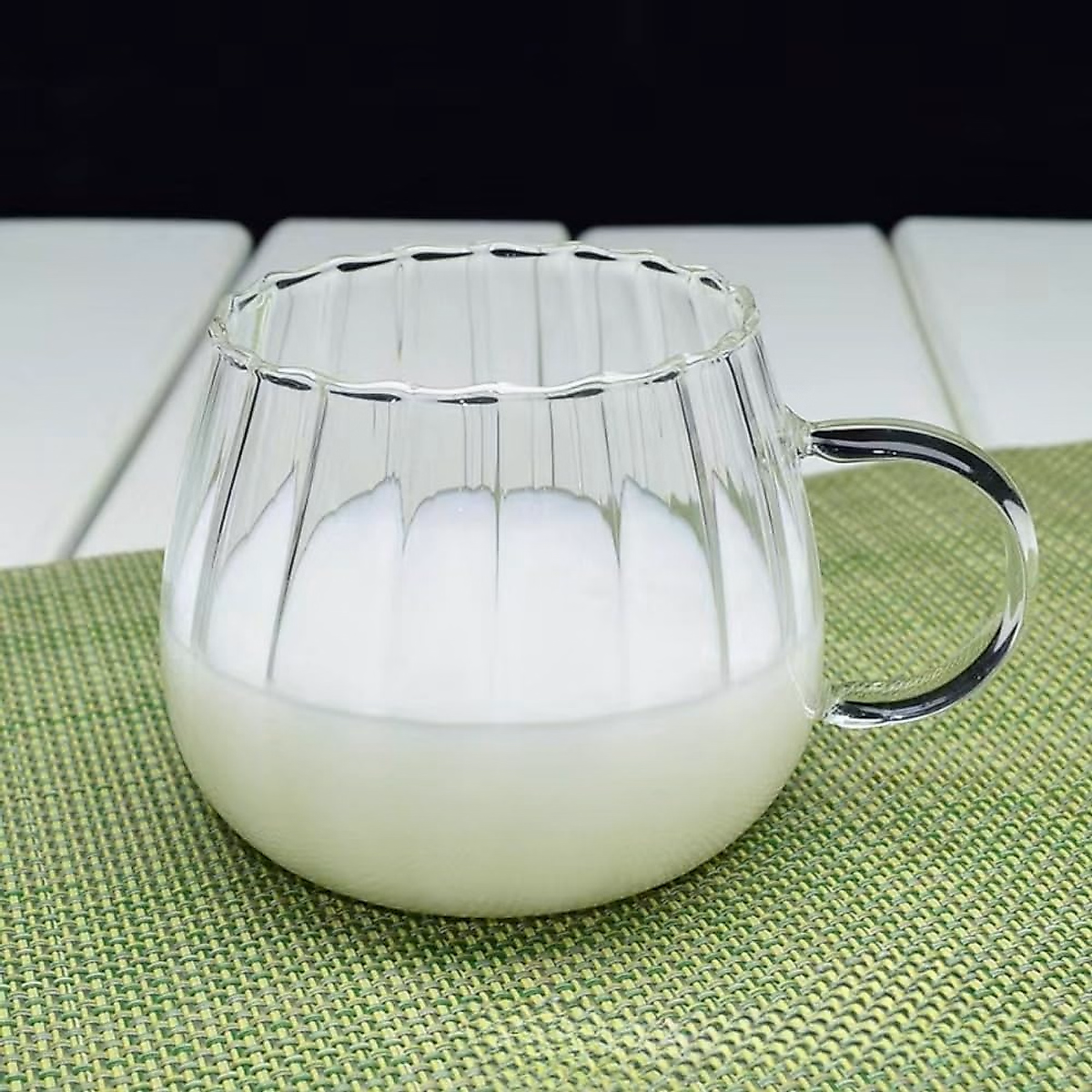 RYUHYF Mug Cup, Glass Cup,Coffee Cup,Tea Cup,Juice Cup, Petal Cup,350ml,Set of 1（Clear）