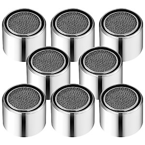 Faucet Aerator for Kitchen and Bathroom Sink, 8 Pcs Female Thread Chrome Brass 55/64 Inch 22mm Filter With Gasket