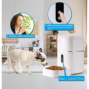 CrazyFire 6L Automatic Cat Feeder,Automatic Dog Feeder with APP Control,1080P HD Camera,Motion Sensor Alarm,Live Video and Audio Communication,Programmable Automatic Pet Feeder for Cat,Dog
