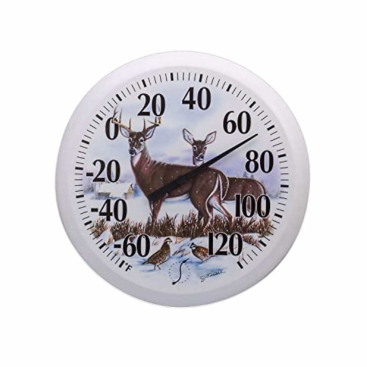 Springfield Indoor Outdoor Thermometer, Outdoor Thermometers for Patio 13.25-Inch - Winter Deer