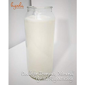 Hyoola 7 Day White Prayer Candle in Glass Jar- 2 Pack - Memory Candle for Religious, Memorial, Vigil and Emergency - 100% Vegetable Oil Wax