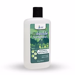 Biodegradable Camping Soap - 8 Ounce Unscented All Purpose Camping Soap Containing No Dyes or Fragrances - Formulated Camping Hand Soap and Backpack Soap - Camp Wash and Outdoor Soap for RVs and Camps