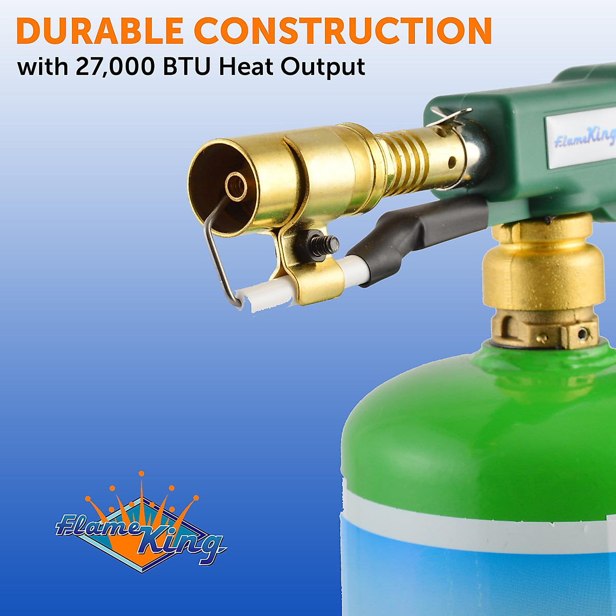 Flame King Propane & Mapp Gas Blow Torch 27,000 BTU w/Self-Igniter for Searing, Soldering and as Fire Starter