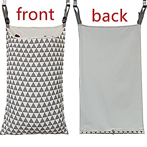 HDHYK Adjustable Space Saving Door Hanging Laundry Hamper Bag with Over Door Hooks for Dirty Laundry