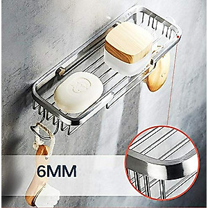 housebest Wall Mounted Brushed Nickel Shower Caddy Bath Organizer Storage Basket Soap Dish Holder Hooks Stainless Steel Shampoo, Conditioner Bathroom Accessories