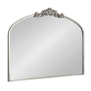Kate and Laurel Arendahl Ornate Traditional Arched Mirror, 36 x 29, Silver, Decorative Baroque Style Arched Wall Mirror with Wide Frame and Ornamental Crown