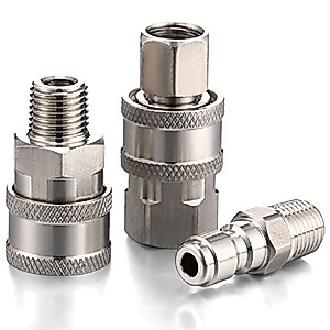 Shimeyao 2 Sets NPT 1/4 Inch Pressure Washer Coupler Quick Connect Plug Male Female 1/4 Quick Connect Fittings Pressure Washer Adapters Pressure Washer Accessories (External Internal Thread)