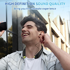 APPINESSEY Bluetooth Headphones, Neckband Wireless Headset with RetractableCarrying Case and Earbuds, Foldable Noise Cancelling Earphones with Mic for Workout (Black)