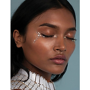 RLMOON Face Gem Eye Body jewels Crystal Fake Nose Stud Self-Adhesive Rhinestone Stickers for Makeup Rainbow Pearl Face Gems Stick on for Party Nail Art Decorations Bling