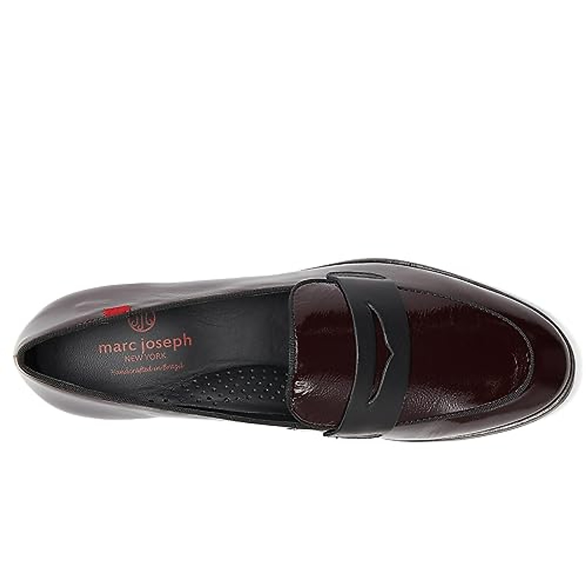 Marc Joseph New York Bryant Park Loafers for Women – Leather Sole Insert – Flexible Rubber Sole – Penny Strap Wine Svelte Patent 9.5 M