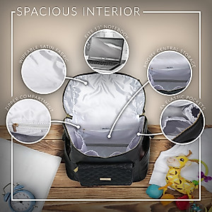 Petit Monaco Diaper Bag Backpack by Luli Bebe - Designer Modern Vegan Leather Diaper Bag Backpack with Gender Neutral Design, Cute Mini Diaper Bag Backpack (Latte Brown)