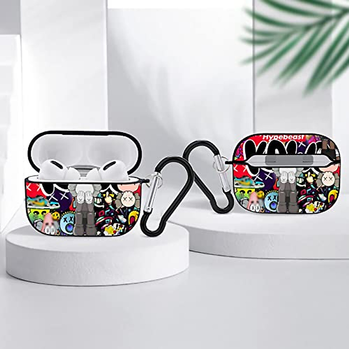 Headphone Case Compatible with AirPods Pro with Cute Cartoon Shockproof TPU Cover and Anti-Lost Keychain for Adults Men Women Teens (Airpods Pro, Red)