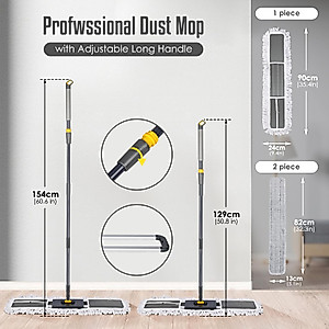 Nolopau 36 Inch Dust Mop for Floor Cleaning, Commercial Industrial Mop with Long Handle, Washable 1 Cotton Mop Pad and 2 Microfiber Mop Pads, Heavy Duty Wet and Dry Mop for Hardwood Tiles Laminate