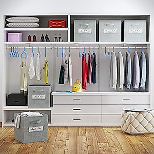NEATERIZE 13x13x13 Large Storage Cubes - Set of 6 Storage Bins |Features Dual Fabric Handles | Cube Storage Bins | Foldable Closet Organizers and Storage | Fabric Storage Box for Home, Office (Grey)
