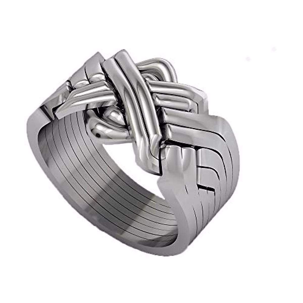 OFLIUM Puzzle Ring 8 Band Handmade Classical Tradational Turkish Puzzle ring 925 Sterling Silver eight pieces wrapped interlocking Knott inspired stacking Ladies men Stacking elegance Unique ring for