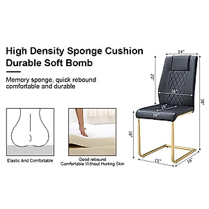 Modern Dining Chairs Set of 4, PU Leather Dining Chairs High Back Upholstered Chairs Ergonomics Dining Chairs with Gold Metal Leg for Kitchens,Living Rooms,Bedrooms,Offices (Black)