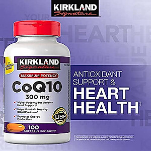 Kirkland Signature Maximum Potency CoQ10 300 mg 100 Softgels Each (100 Softgels (Pack of 2))