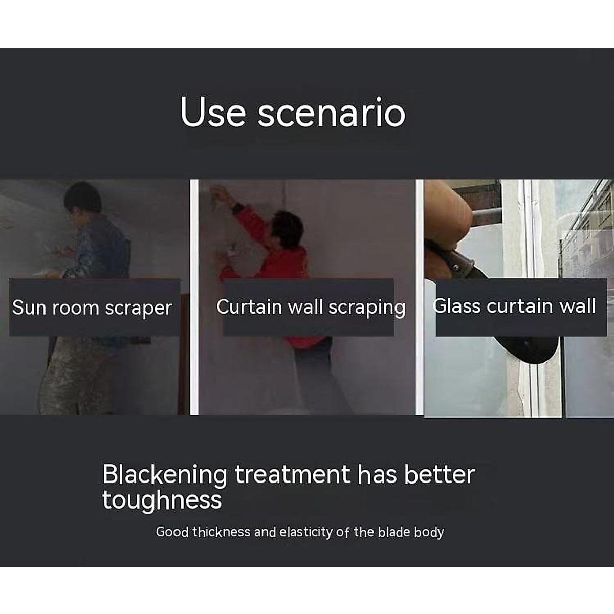 Sealant Caulking Tool Scraper 4-Piece Set, Carbon Steel Super Scraper, Gasket Scraper for Removing Carbon, Rust, Paint, Glue, Concrete Exterior Wall Scraper, Spatula for Sealing and Repairing Edges