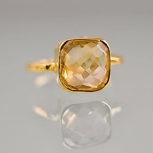 Pompom Amethyst gemstone Rings 925 Silver Band 10 mm Cushion (925 Silver, 8)