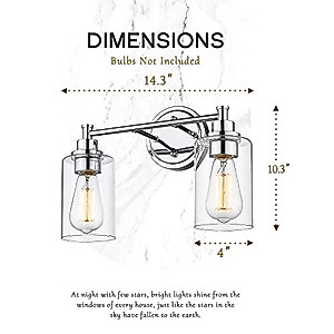 FEMILA Modern Bathroom Light Fixtures, 2-Light Bathroom Vanity Lights Over Mirror with Clear Glass Shade, Chrome Finish, 4FYC56B-2W CH