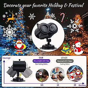 Holiday Projector Lights,App Control,Halloween Projection Outdoor,Christmas Light Projector,16 HD Holiday Slides+10 Optional Ocean Waves,IP65 Waterproof,Christmas and Birthday Party Decorations