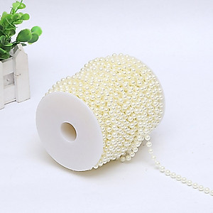 B&S FEEL 5mm Faux Pearl Beads Garland Pearl Bead Roll Strand for Wedding Party Decoration, 99 Feet Roll, Ivory