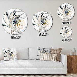 Designart MT10276 C23 White Stained Glass Floral Art Floral Disc, 23" x 23", White