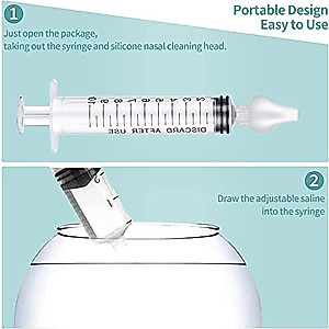 JUSONEY Baby Nose Syringe - Professional Fly Baby Irrigator with Clean and Reusable Silicone Nose Tips (2 Pieces)