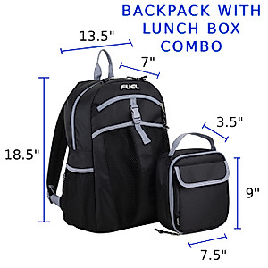 FUEL Backpack & Lunch Bag Bundle, Royal Blue/Crystal Clear Print