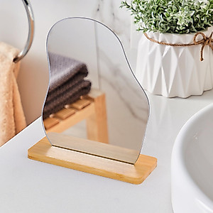 YOSELY Makeup Mirror Vanity Mirror Frameless, Frameless Table Mirror, Desk Tabletop Mirrors with Stand for Bedroom,Living Room