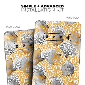 DesignSkinz Karamfila Yellow & Gray Floral V6 Protective Vinyl Decal Wrap Skin Cover Compatible with The Samsung Galaxy S20 (Screen Trim & Back Glass Skin)