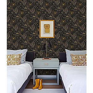 Pip & Lo PLS4210 Black Ethereal Cosmos Peel Stick Wallpaper, Brown