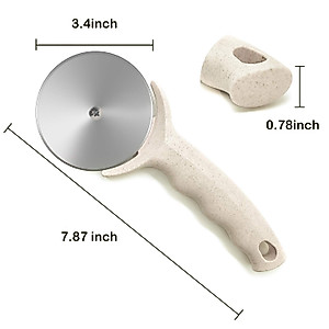 HELEERON Pizza Cutter Wheel, Stainless Steel Pizza Cutter with Cover, Super Sharp Pizza Slicer-Dishwasher safe,Smooth Rotating Pizza Wheel Safe with Healthy Material（Beige）