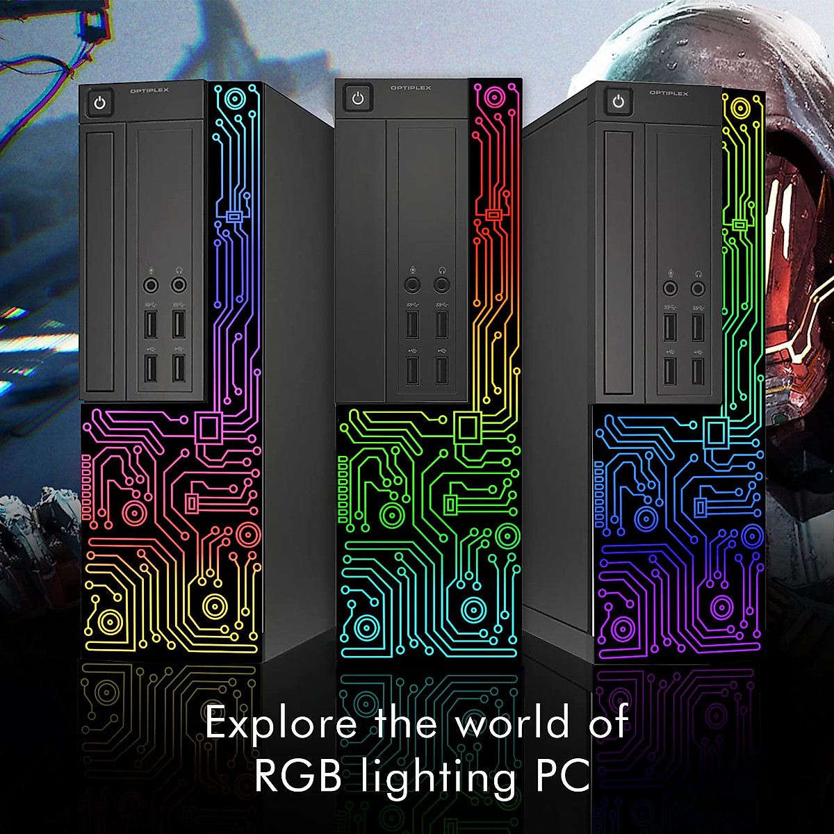 Dell Gaming OptiPlex Desktop RGB Computer PC, Intel Core i7, AMD RX 550 4GB GDDR5, 16GB RAM, 512GB SSD, 24 Inch HDMI Monitor, RGB Keyboard Mouse and Headset, WiFi, Windows 10 Pro (Renewed)